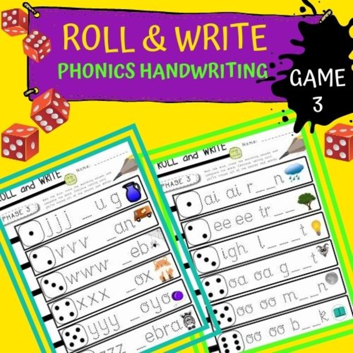 Roll & Write Phonics Handwriting (Game 3)