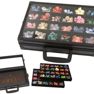 Forged Dice Co. Dice Display Case and Rolling Tray with 2 Removable Divided Dice Trays - Storage Box Holds up to 480 Metal or Plastic Polyhedral Dice Sets - Great for Dice Collectors or RPG D&D Games