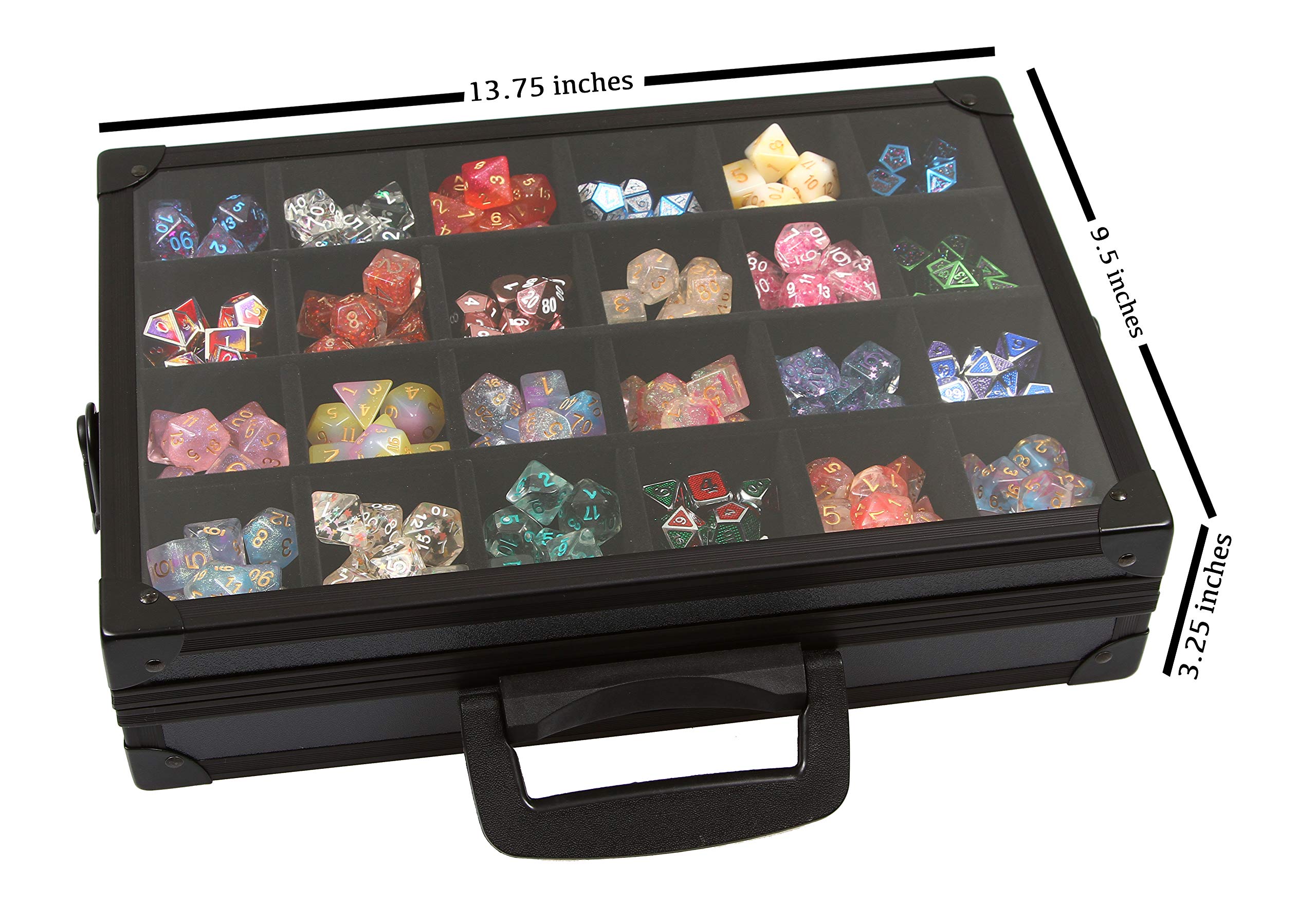 Forged Dice Co. Dice Display Case and Rolling Tray with 2 Removable Divided Dice Trays - Storage Box Holds up to 480 Metal or Plastic Polyhedral Dice Sets - Great for Dice Collectors or RPG D&D Games