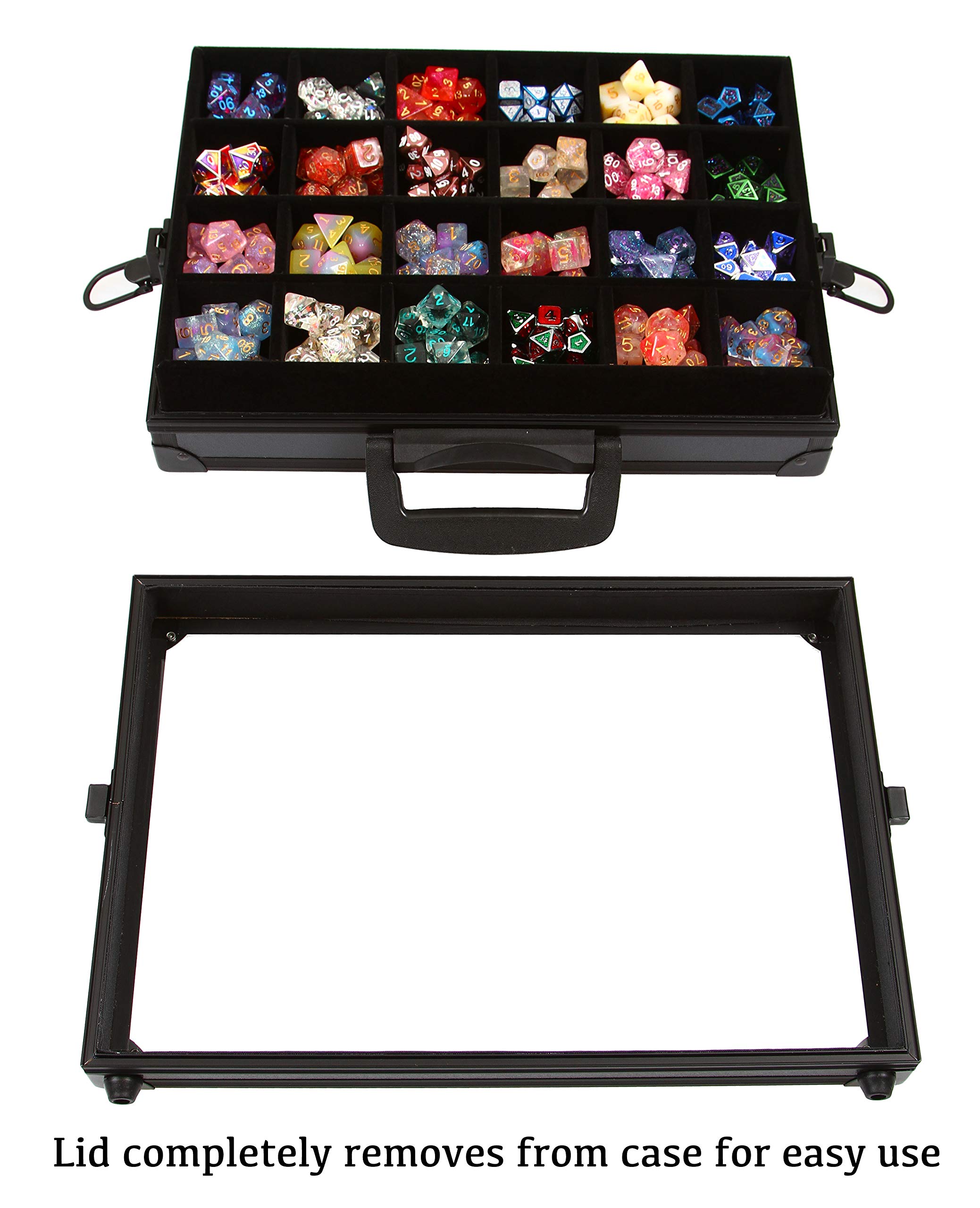 Forged Dice Co. Dice Display Case and Rolling Tray with 2 Removable Divided Dice Trays - Storage Box Holds up to 480 Metal or Plastic Polyhedral Dice Sets - Great for Dice Collectors or RPG D&D Games