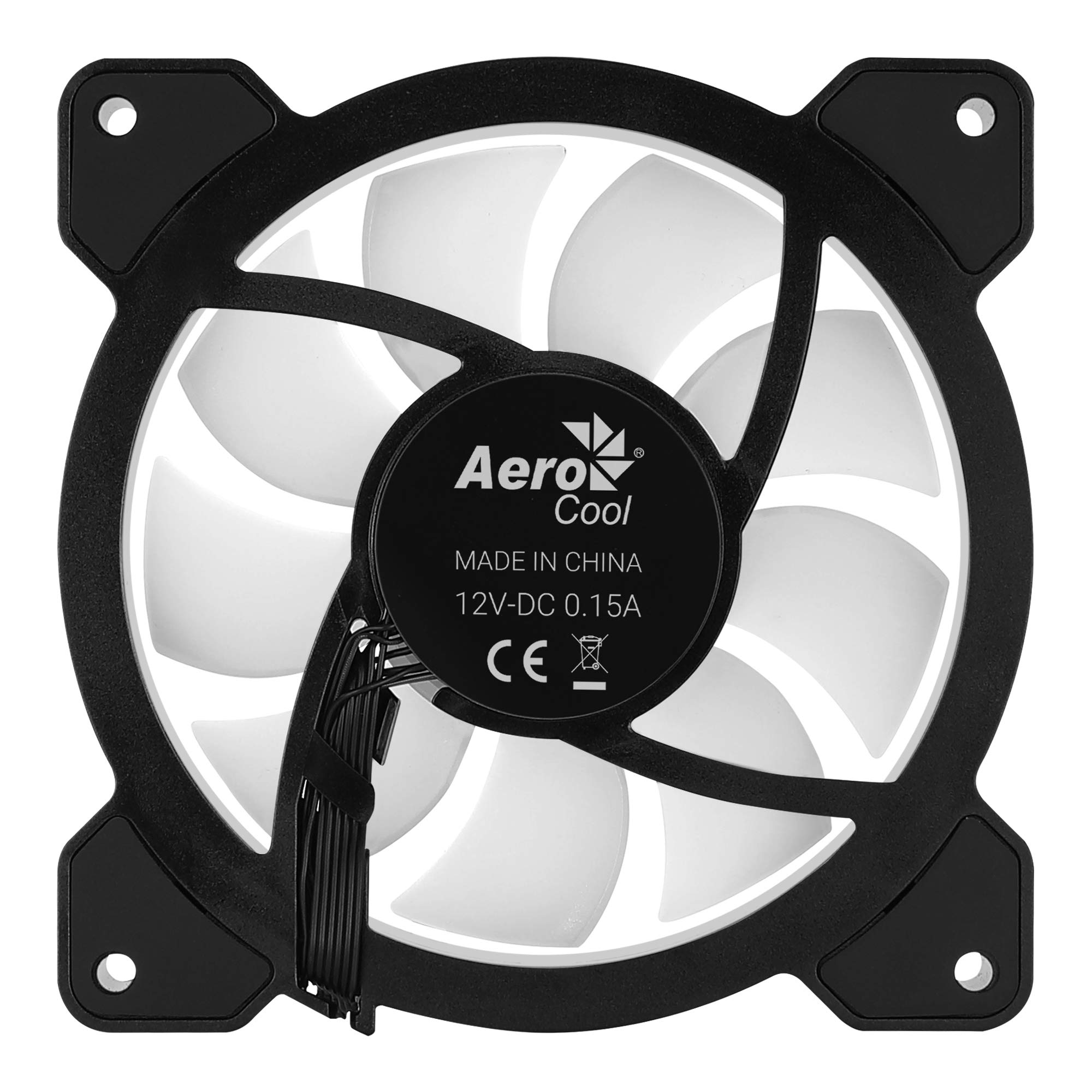 Aerocool Mirage 12 ARGB PC Fan, 1 x 12cm ARGB Fan with 6 Pin Connector, Black