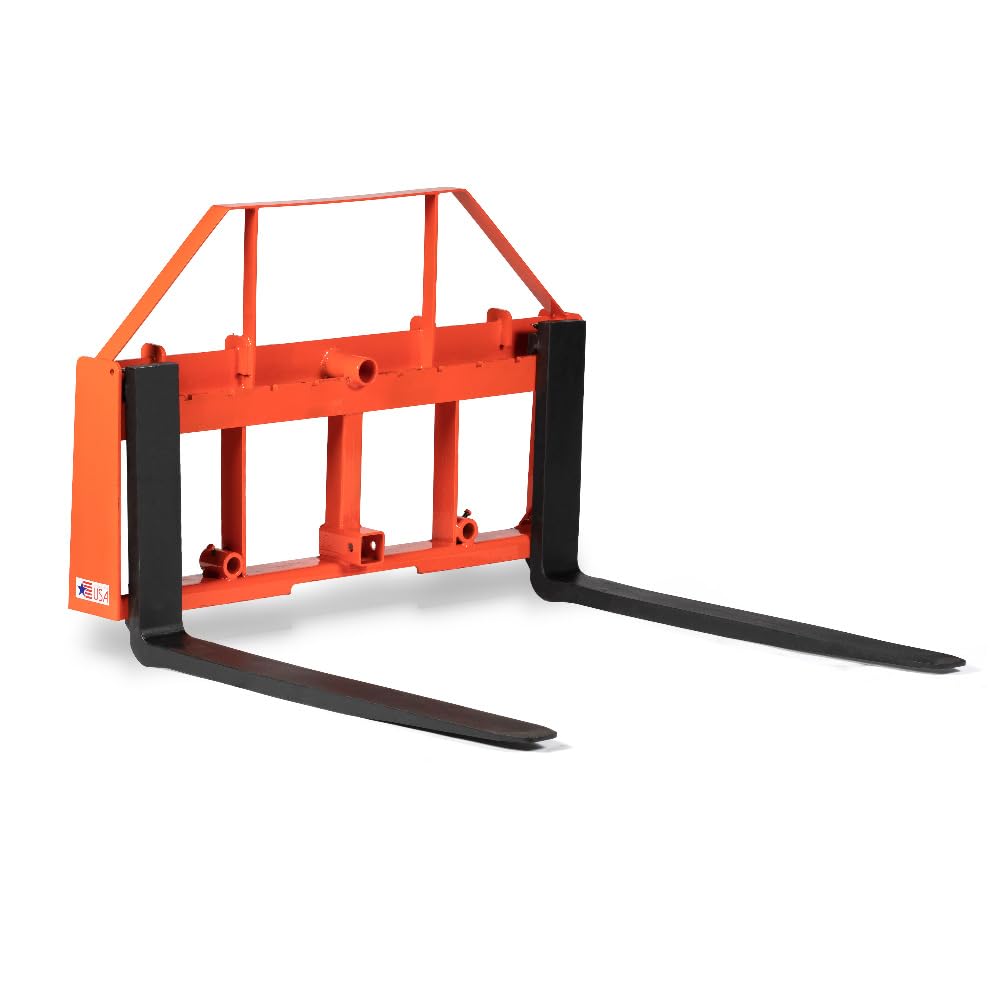 Titan Attachments UA USA Made Orange Pallet Fork Frame Attachment, 48â€ Fork Blades, Rated 4,000 LB