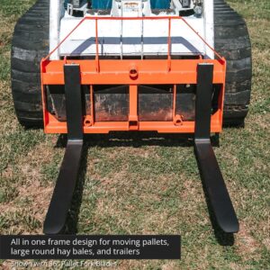 Titan Attachments UA USA Made Orange Pallet Fork Frame Attachment, 48â€ Fork Blades, Rated 4,000 LB