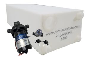 class a customs | 7 gallon rv concession fresh water tank with 12 volt water pump | t-0700-pump