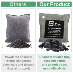 Zuci Pk 5 x 200 Grams Bamboo Charcoal Air Freshener Bags Naturally Activated Charcoal Bags Odor Absorber Car Pets Closet Basement & Litter Car Air Freshener