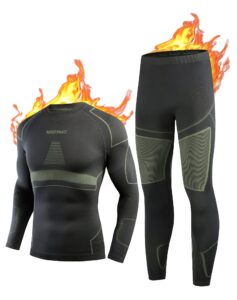 thermal underwear for men long johns for men, long underwear mens base layer men for cold weather black-green