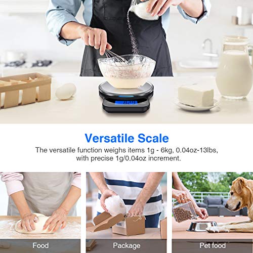 Nicewell Food Scale, High Accurate Digital Kitchen Scale with Pastry Mat, Scale Measures in Grams and Ounces 6kg 13lbs Max, with Premium Stainless Steel Platform and Large Backlit Display