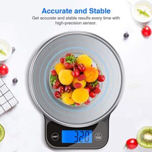 Nicewell Food Scale, High Accurate Digital Kitchen Scale with Pastry Mat, Scale Measures in Grams and Ounces 6kg 13lbs Max, with Premium Stainless Steel Platform and Large Backlit Display