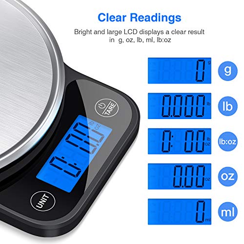 Nicewell Food Scale, High Accurate Digital Kitchen Scale with Pastry Mat, Scale Measures in Grams and Ounces 6kg 13lbs Max, with Premium Stainless Steel Platform and Large Backlit Display