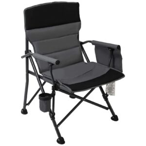 pacific pass heavy duty padded chair w/ built-in storage and cup holder, includes bag - polyester, black