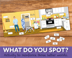 play a game of ‘what do you spot?’ to reinforce three letter words (4-7 years)