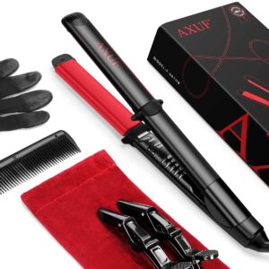 axuf hair straightener, 2 in 1 straightens & curls with adjustable temp, auto-off flat iron, 1 inch dual voltage - flat iron