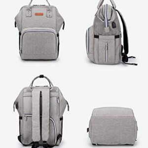 Diaper Bag Backpack,Multifunction Travel Backpack with USB Charging Port Baby Shower Baby Nappy Changing Bags-Grey