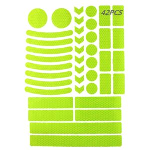 42pcs reflective stickers, reflective helmet bicycle stickers， reflective decals, bikereflective tape, nightsafety stickersforbicycle, wheelchairs, motorbike, helmet, scooter (green)