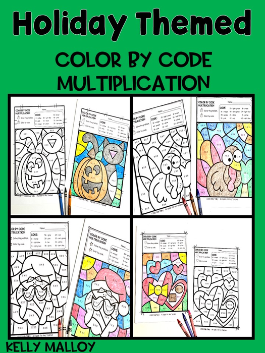 Holiday Themed Multiplication Color By Number