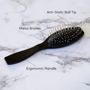 Wig Wire Brush by The Hair Shop - Salon Professional Grade Ergonomic Travel Size- Small & Safe Detangler Tool for 100% Remy Human & Synthetic Hair Extensions, Wigs, & Doll Hair - For Kids, Men & Women