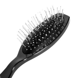 Wig Wire Brush by The Hair Shop - Salon Professional Grade Ergonomic Travel Size- Small & Safe Detangler Tool for 100% Remy Human & Synthetic Hair Extensions, Wigs, & Doll Hair - For Kids, Men & Women