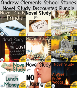 novel study book unit bundle for andrew clements school stories series printable or for google drive™ or google classroom™