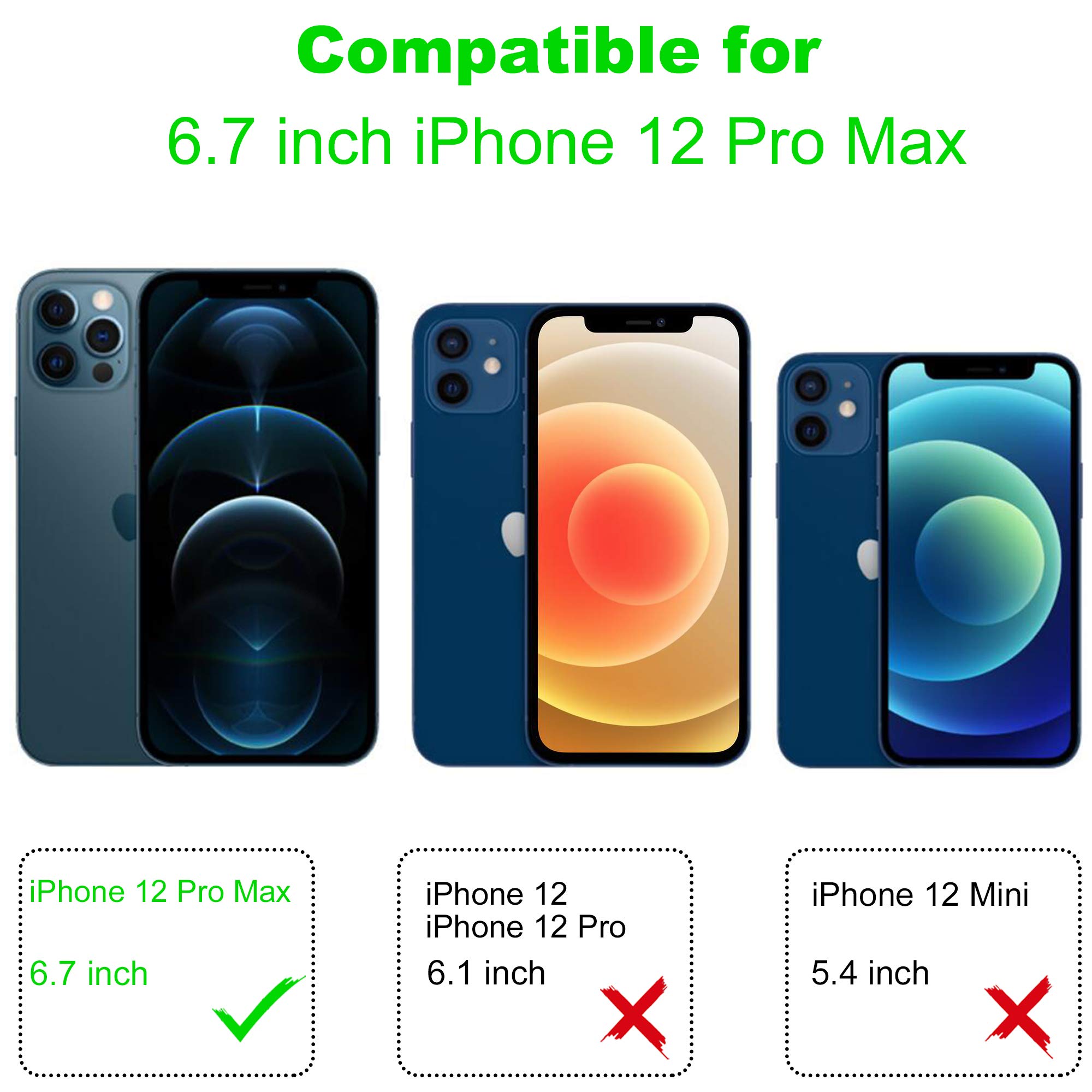 Arae Compatible for iPhone 12 Pro Max Case with Card Holder - Wallet Case with PU Leather Card Pockets Back Flip Cover for iPhone 12 Pro Max 6.7 inch - Blue