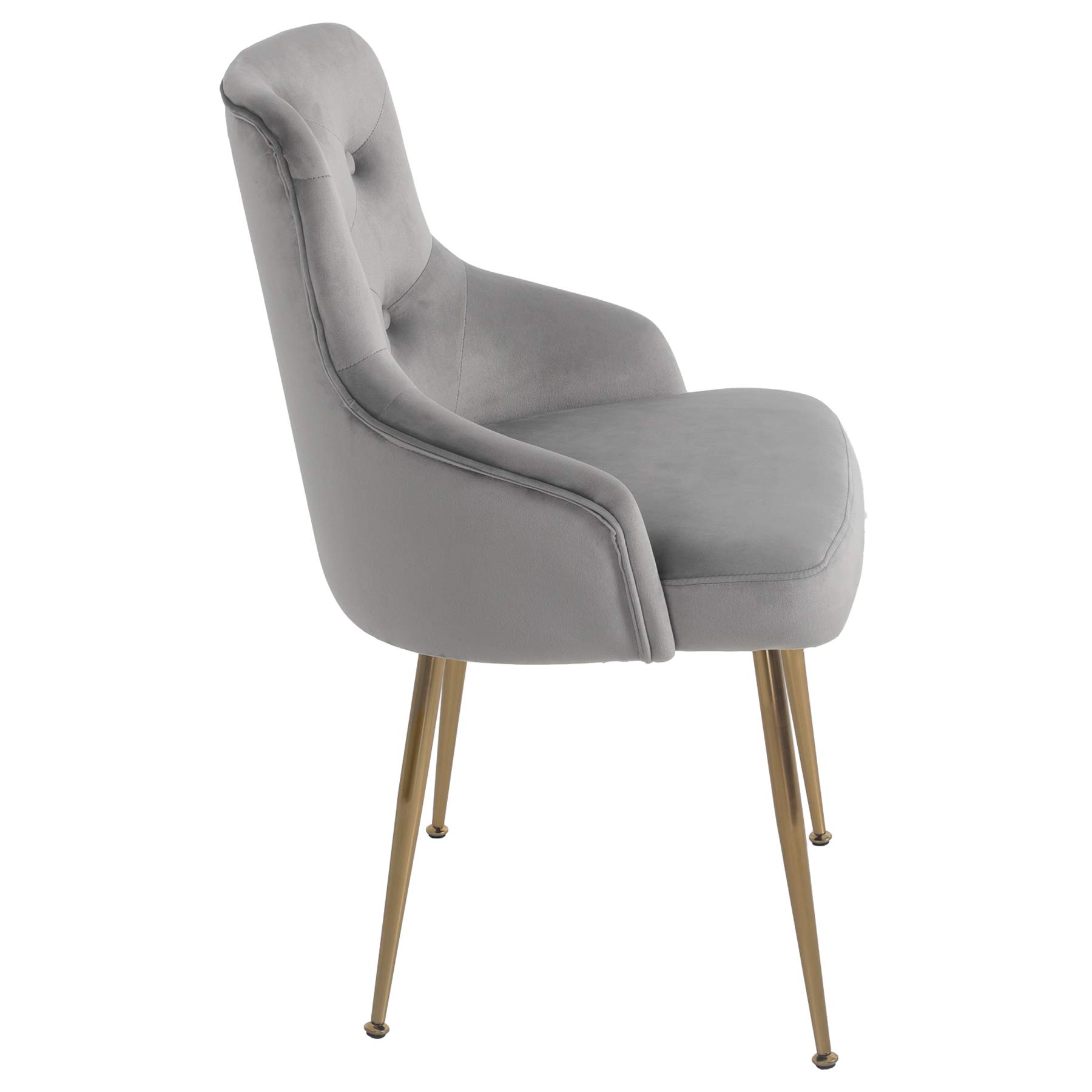 Blairot Velvet Vanity Chair with Tufted Back Gold Metal Legs Dining Chair Mid Century Modern Upholstered Accent Desk Chair for Living Room Home Office Bedroom (Grey)