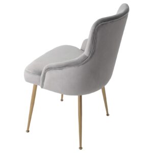 Blairot Velvet Vanity Chair with Tufted Back Gold Metal Legs Dining Chair Mid Century Modern Upholstered Accent Desk Chair for Living Room Home Office Bedroom (Grey)