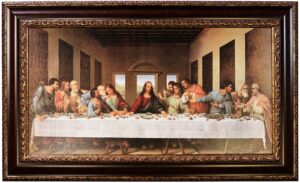 mom’s art studio - last supper wall decor 46.5 x 28 inches, leonardo da vinci reproductions, museum look art framed, artist’s acrylic coating, wall art for home decor (large, brown gold)