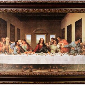 Mom’s Art Studio - Last Supper Wall Decor 46.5 X 28 Inches, Leonardo Da Vinci Reproductions, Museum Look Art Framed, Artist’s Acrylic Coating, Wall Art for Home Decor (Large, Brown Gold)