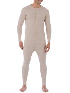 fruit of the loom men's premium thermal union suit, oatmeal, medium