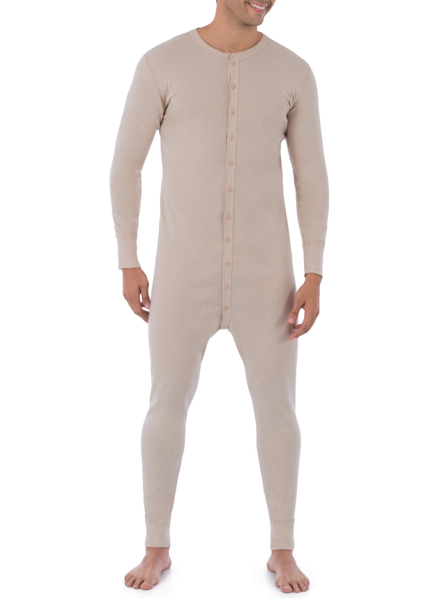 Fruit of the Loom Men's Premium Thermal Union Suit, Oatmeal, Medium