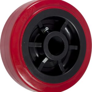 ICONCASTERWHEELS 6" x 2" Replacement Heavy Duty Industrial Casters, Top Plate 4" x 4.5", Red, Non-Marking Pro-Tech Polyurethane Wheel, Load Capacity 3600 lbs. per Set (4-Pack)