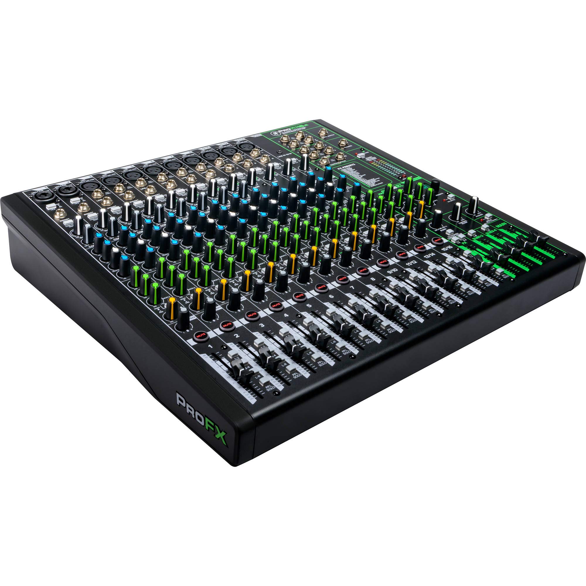 Mackie ProFX16v3 16-Channel Unpowered Mixer USB Bundle with Waveform OEM DAW, 4x Mophead 10-Foot TRS Cable, 4x 10-Foot XLR Cable, 2x 1/4" to 3.5mm Adapter, 10x Cable Ties and Microfiber Cloth