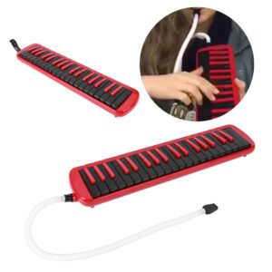 Melodica, 37 Key Melodica Blowpipe Wind Musical Instrument Suitable for Beginner Practice + Bag F37s(Red)