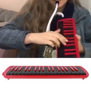 Melodica, 37 Key Melodica Blowpipe Wind Musical Instrument Suitable for Beginner Practice + Bag F37s(Red)