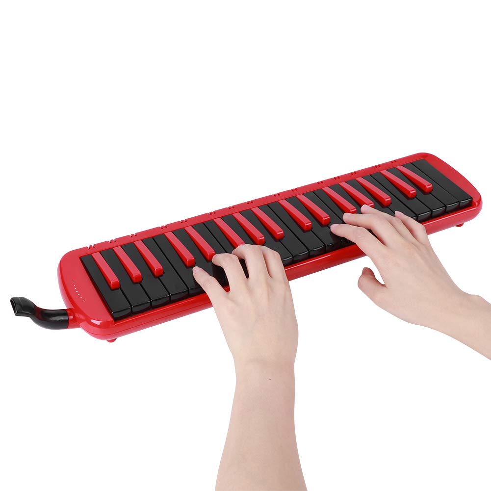 Melodica, 37 Key Melodica Blowpipe Wind Musical Instrument Suitable for Beginner Practice + Bag F37s(Red)