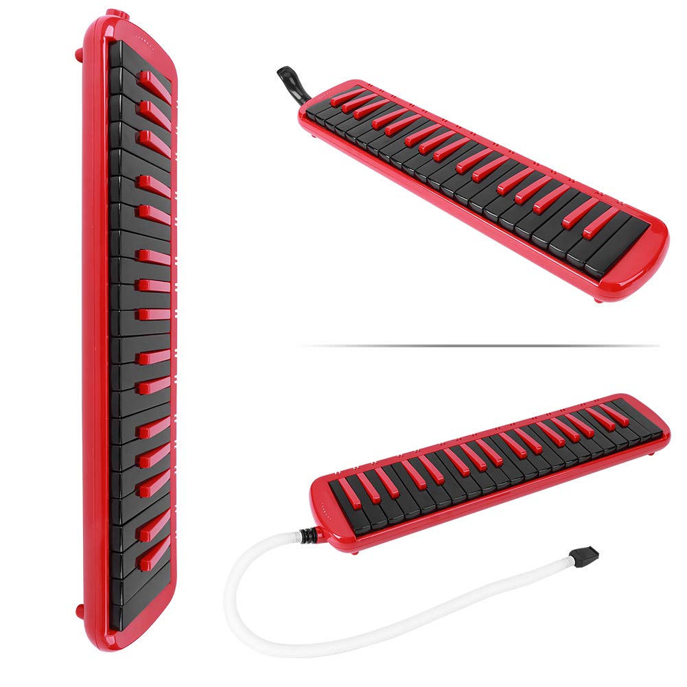 Melodica, 37 Key Melodica Blowpipe Wind Musical Instrument Suitable for Beginner Practice + Bag F37s(Red)