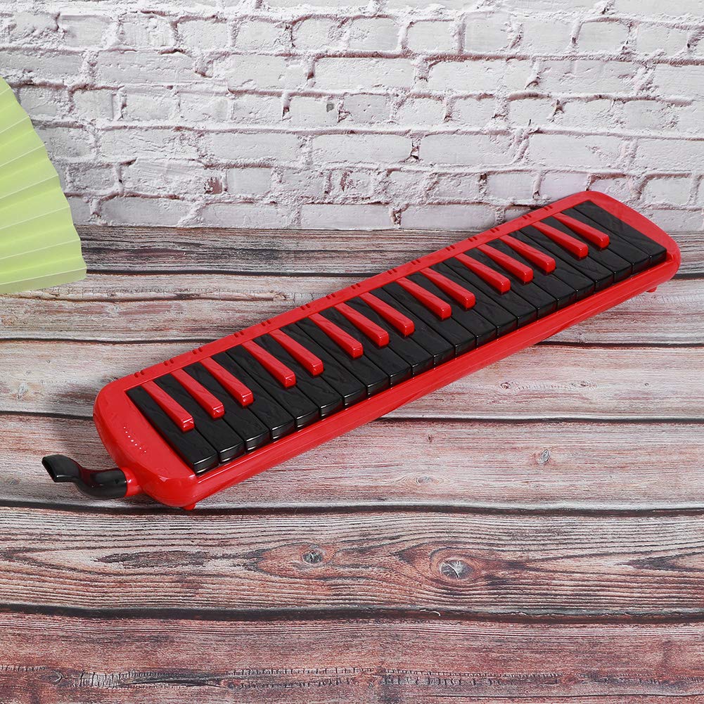 Melodica, 37 Key Melodica Blowpipe Wind Musical Instrument Suitable for Beginner Practice + Bag F37s(Red)