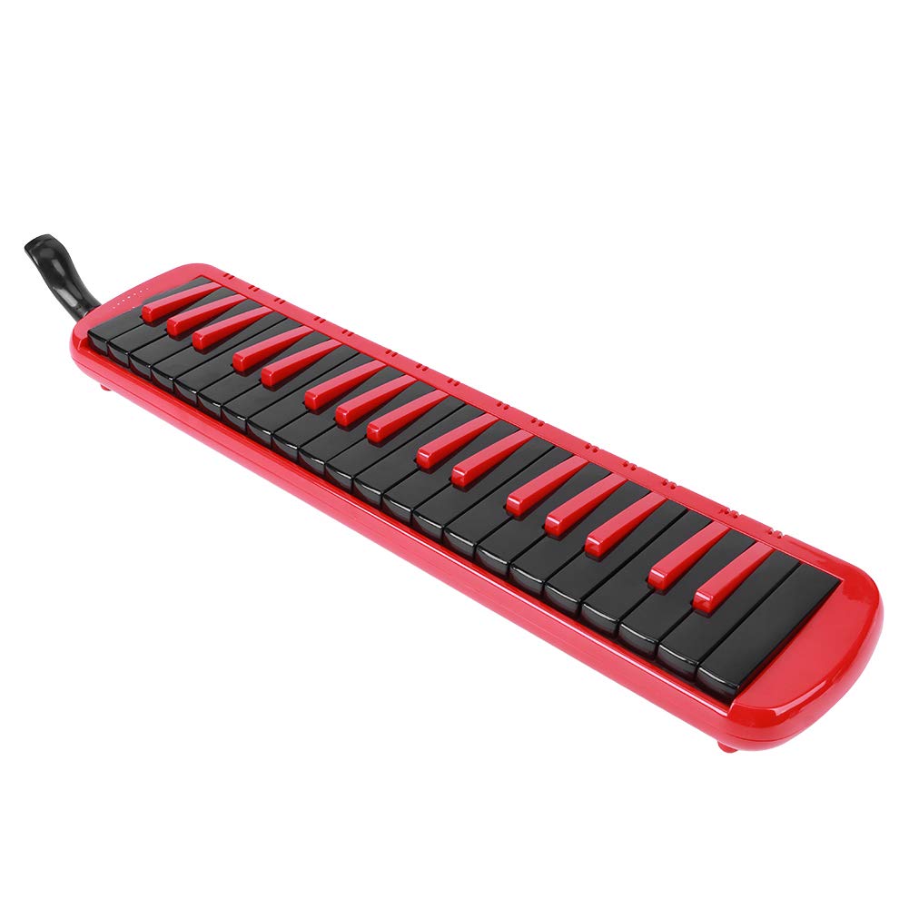 Melodica, 37 Key Melodica Blowpipe Wind Musical Instrument Suitable for Beginner Practice + Bag F37s(Red)