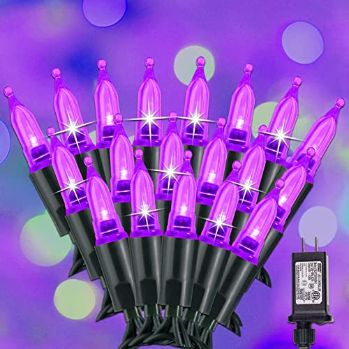 200 LED Purple Halloween String Lights,66ft Fairy Lights Plug in, 8 Modes Connectable Green Wire LED String Lights for Indoor, Outdoor, Halloween, Holiday, Wedding, Party, Christmas Decorations