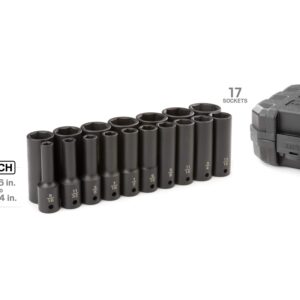 TEKTON 1/2 Inch Drive Deep 6-Point Impact Socket Set, 17-Piece (5/16-1-1/4 in.) | SID92305