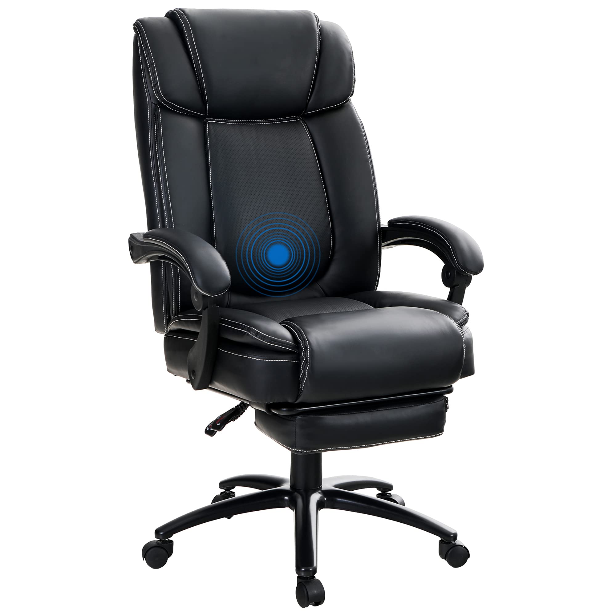 MAISON ARTS High Back Bonded Leather Reclining Office Chair Task Chair, Heavy Duty Executive Massage Computer Desk Chair with Retractable Footrest and Metal Base for Home Office