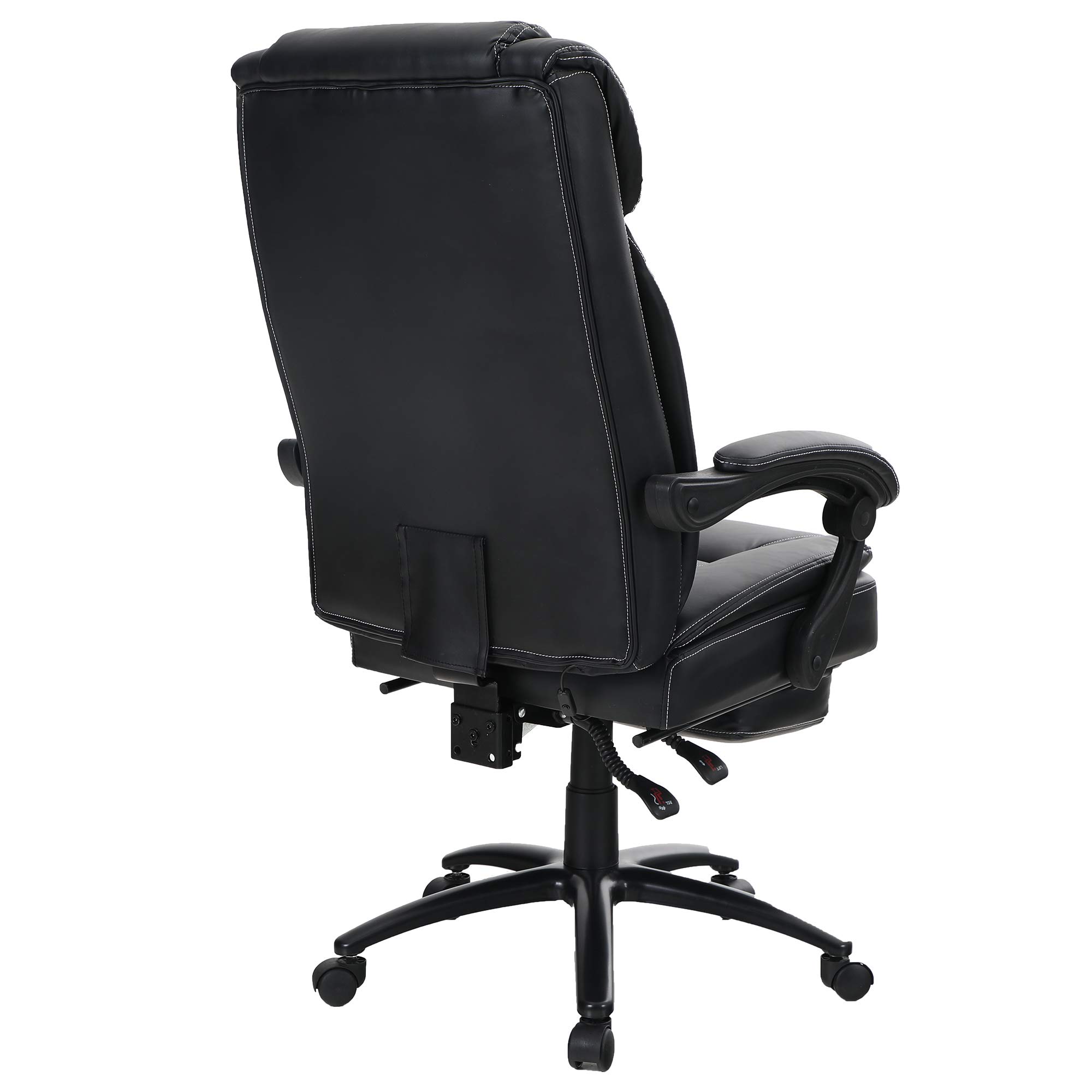 MAISON ARTS High Back Bonded Leather Reclining Office Chair Task Chair, Heavy Duty Executive Massage Computer Desk Chair with Retractable Footrest and Metal Base for Home Office