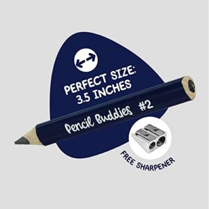 Kids Pencils for Toddlers, Beginners, Preschool and Kindergarten Ages 2-6 years With Jumbo Triangle Shape, 2 Graphite, Fat Pencils With Easy Grip and Large Core (8 pack + Sharpener, Navy Blue)