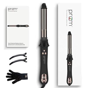 prizm 1 inch wavy professional rotating curling iron, nano titanium auto spin curling wand hair curler with 11 adjustable temps 250°f to 450°f, anti-scald & dual voltage