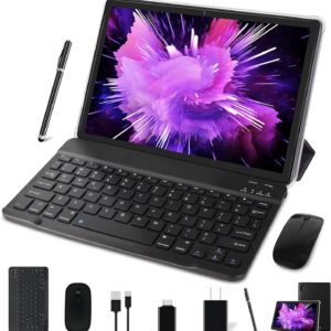 MEBERRY 2023Updated Android 11 Tablet : 10.1-inch Ultra-Fast 4GB/RAM,64GB/ROM Tablets-8000mAh Battery-2.4G+5G WiFi Support - Bluetooth Keyboard | Mouse | M7 Tablet Cover and More Include - Metal Gray