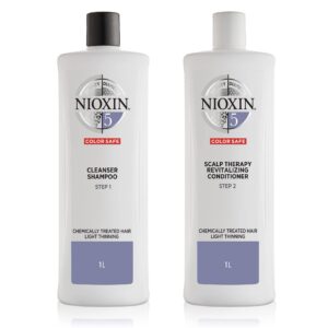 nioxin system 5 scalp cleaning shampoo and therapy conditioner set for chemically treated hair with light thinning