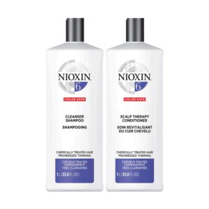 nioxin system 6 scalp cleaning shampoo and therapy conditioner set for chemically treated hair with progressed thinning