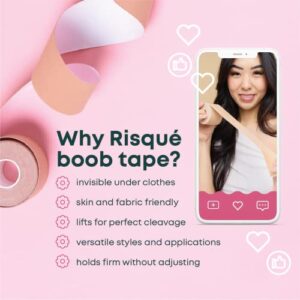 Boob Tape Boobtape for Breast Lift | Includes Nipple Covers | Body Tape for Push up & Shape | Works Great with Sticky Bra Backless Bra or Strapless Bra | Waterproof Sweat-Proof Bob Tape