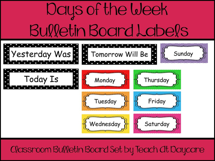 Printable Days of the Week Bulletin Board Set