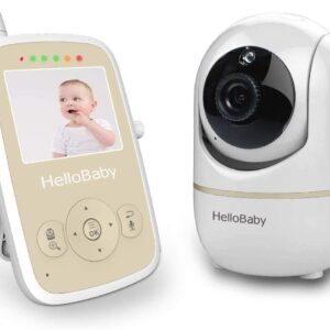 HelloBaby Video Monitor with Remote PTZ Camera, Video Baby Monitor with Audio Sensor, 2-Way Communication,Auto Night Vision,Digital Zoom,Room Temperature Monitoring