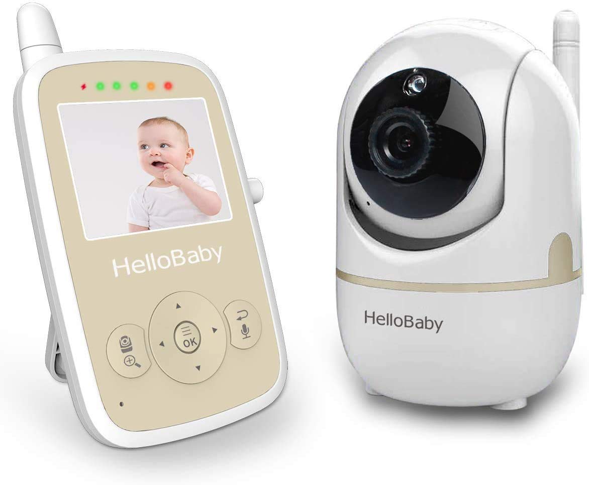 HelloBaby Video Monitor with Remote PTZ Camera, Video Baby Monitor with Audio Sensor, 2-Way Communication,Auto Night Vision,Digital Zoom,Room Temperature Monitoring